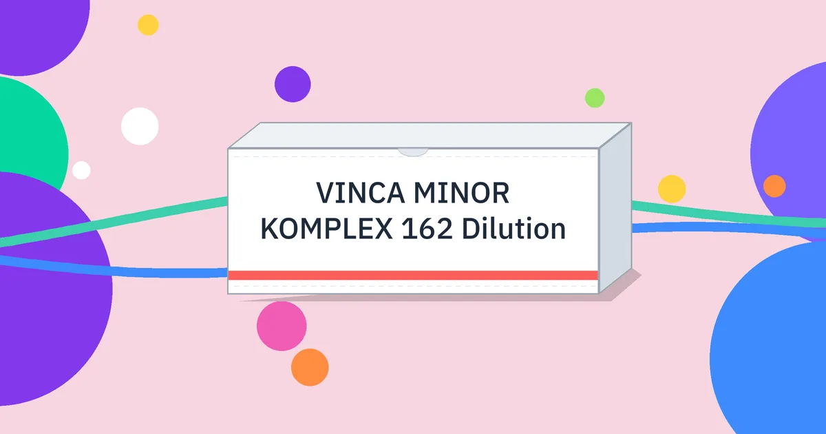 Symbolbild: Packung mit der Aufschrift VINCA MINOR KOMPLEX 162 Dilution (PZN 01013039) – Verfügbarkeit und Bezug in Apotheken in Frankfurt am Main