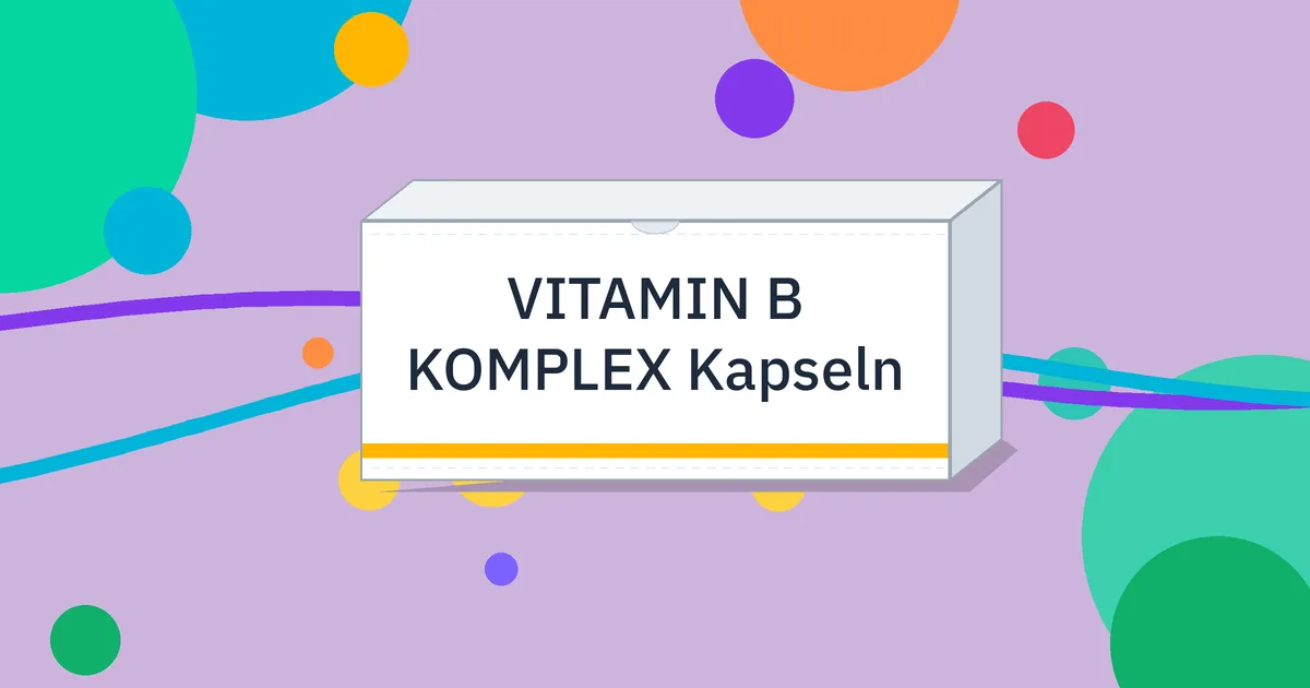 Symbolbild: Packung mit der Aufschrift VITAMIN B KOMPLEX Kapseln (PZN 16652868) – Verfügbarkeit und Bezug in Apotheken in Frankfurt am Main