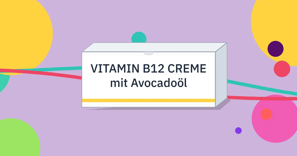 Symbolbild: Packung mit der Aufschrift VITAMIN B12 CREME mit Avocadoöl (PZN 02451965) – Verfügbarkeit und Bezug in Apotheken in Frankfurt am Main