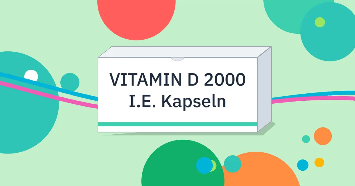 Symbolbild: Packung mit der Aufschrift VITAMIN D 2000 I.E. Kapseln (PZN 17382603) – Verfügbarkeit und Bezug in Apotheken in Frankfurt am Main