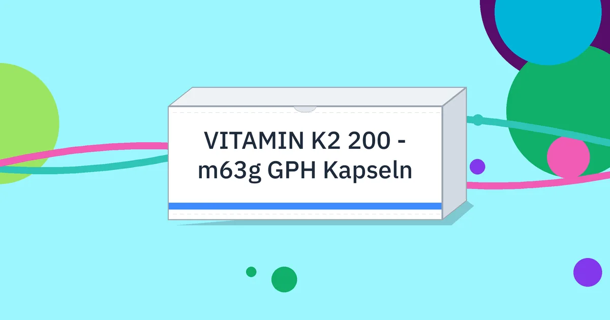 Symbolbild: Packung mit der Aufschrift VITAMIN K2 200 -m63g GPH Kapseln (PZN 13251258) – Verfügbarkeit und Bezug in Apotheken in Frankfurt am Main