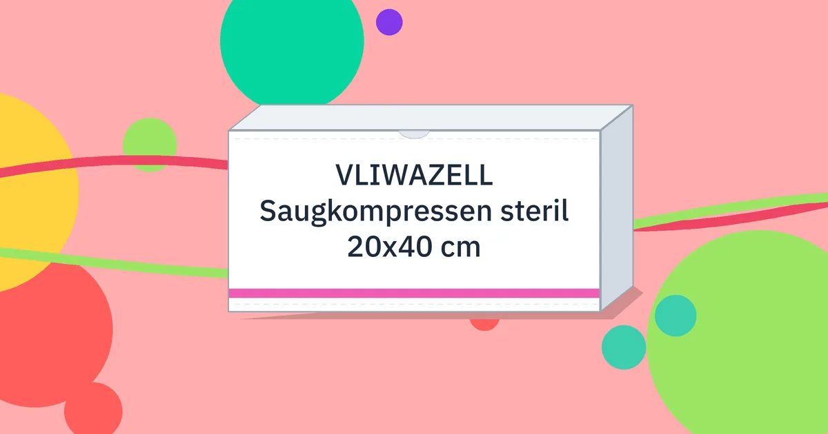 Symbolbild: Packung mit der Aufschrift VLIWAZELL Saugkompressen steril 20x40 cm (PZN 14444367) – Verfügbarkeit und Bezug in Apotheken in Frankfurt am Main
