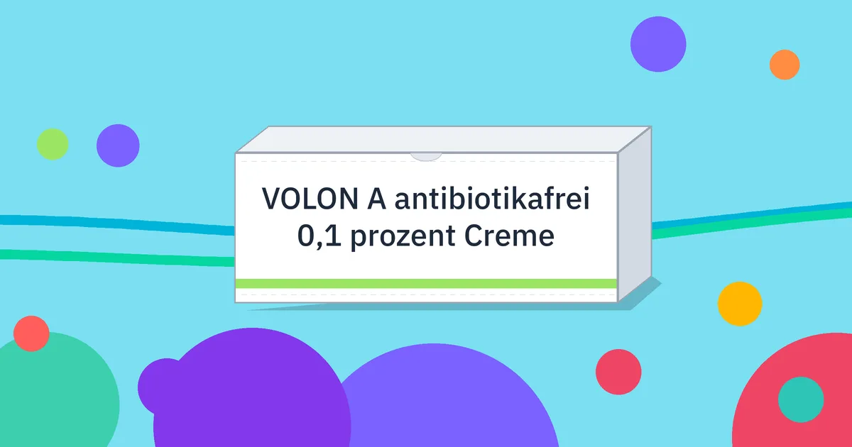 Symbolbild: Packung mit der Aufschrift VOLON A antibiotikafrei 0,1 prozent Creme (PZN 01115969) – Verfügbarkeit und Bezug in Apotheken in Frankfurt am Main