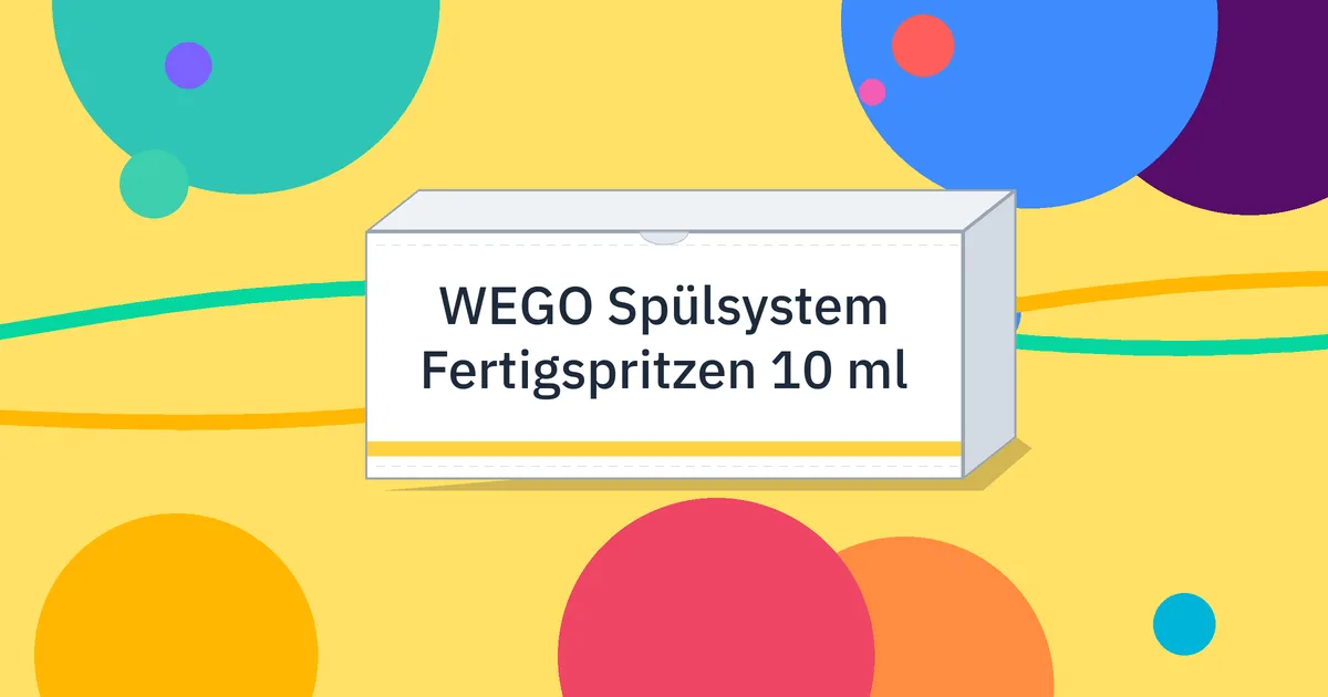 Symbolbild: Packung mit der Aufschrift WEGO Spülsystem Fertigspritzen 10 ml (PZN 18859349) – Verfügbarkeit und Bezug in Apotheken in Frankfurt am Main