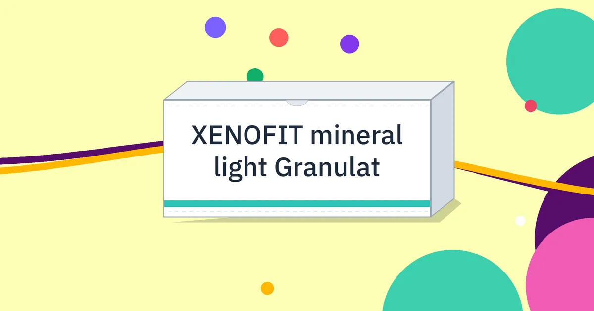 Symbolbild: Packung mit der Aufschrift XENOFIT mineral light Granulat (PZN 01463297) – Verfügbarkeit und Bezug in Apotheken in Frankfurt am Main