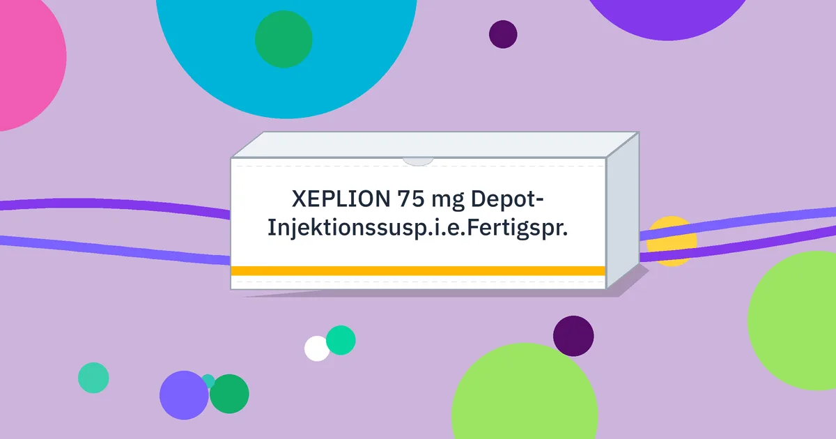 Symbolbild: Packung mit der Aufschrift XEPLION 75 mg Depot-Injektionssusp.i.e.Fertigspr. (PZN 10989644) – Verfügbarkeit und Bezug in Apotheken in Frankfurt am Main