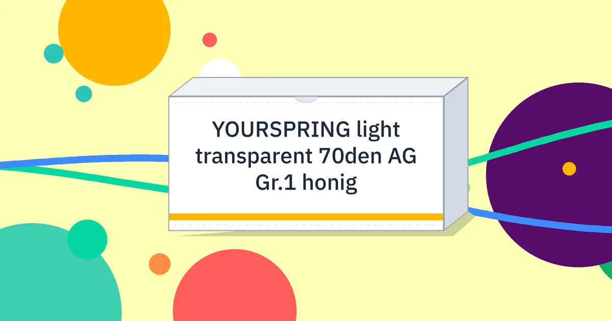 Symbolbild: Packung mit der Aufschrift YOURSPRING light transparent 70den AG Gr.1 honig (PZN 18056248) – Verfügbarkeit und Bezug in Apotheken in Frankfurt am Main