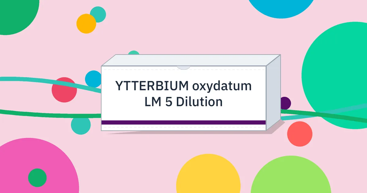 Symbolbild: Packung mit der Aufschrift YTTERBIUM oxydatum LM 5 Dilution (PZN 13286759) – Verfügbarkeit und Bezug in Apotheken in Frankfurt am Main