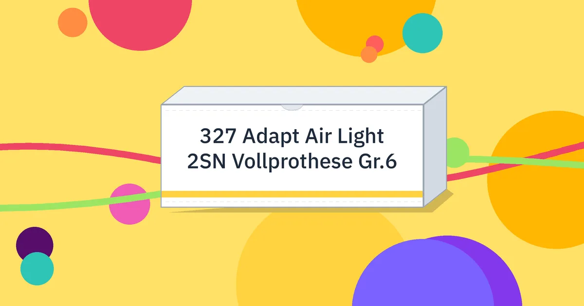Symbolbild: Packung mit der Aufschrift 327 Adapt Air Light 2SN Vollprothese Gr.6 (PZN 18711730) – Verfügbarkeit und Bezug in Apotheken in Frankfurt am Main