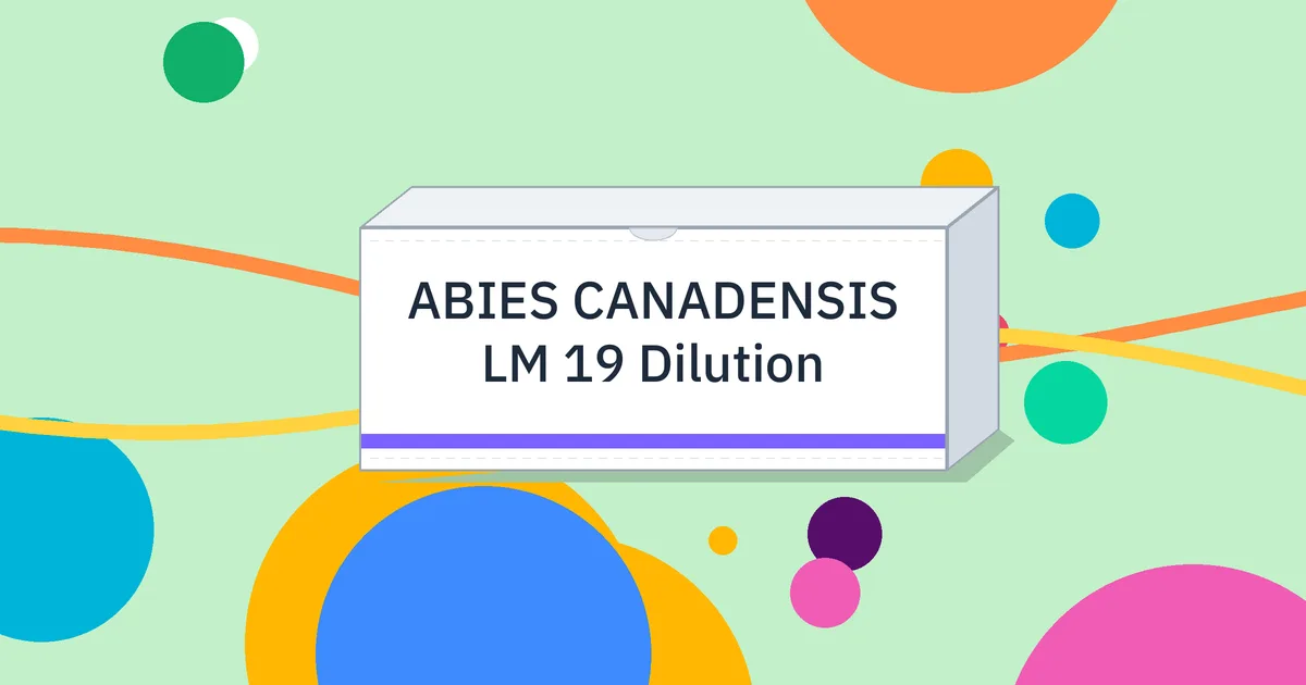 Symbolbild: Packung mit der Aufschrift ABIES CANADENSIS LM 19 Dilution (PZN 13259610) – Verfügbarkeit und Bezug in Apotheken in Frankfurt am Main