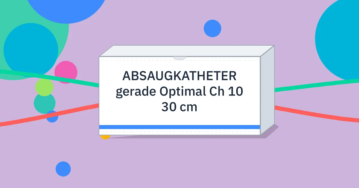 Symbolbild: Packung mit der Aufschrift ABSAUGKATHETER gerade Optimal Ch 10 30 cm (PZN 18202000) – Verfügbarkeit und Bezug in Apotheken in Frankfurt am Main