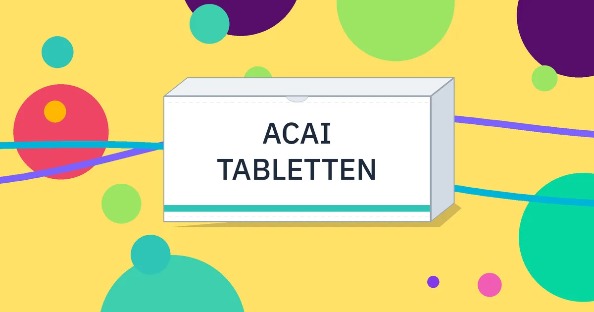 Symbolbild: Packung mit der Aufschrift ACAI TABLETTEN (PZN 10388494) – Verfügbarkeit und Bezug in Apotheken in Frankfurt am Main