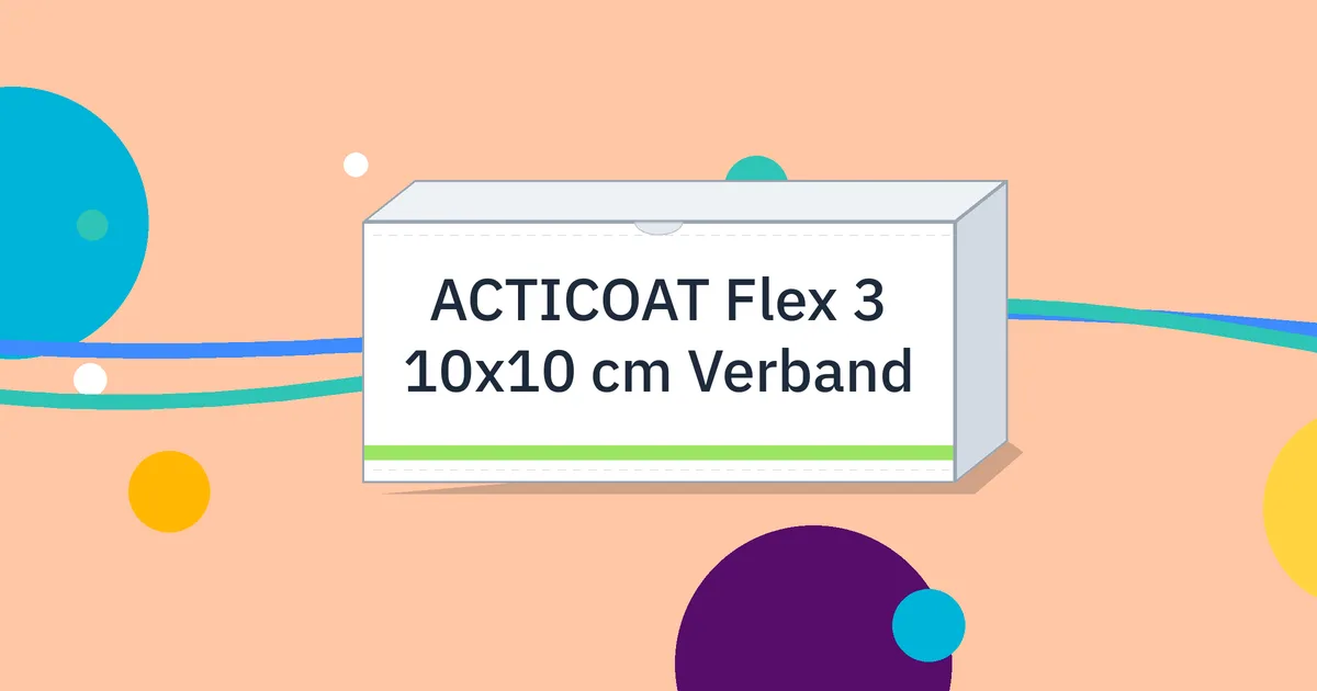 Symbolbild: Packung mit der Aufschrift ACTICOAT Flex 3 10x10 cm Verband (PZN 18034212) – Verfügbarkeit und Bezug in Apotheken in Frankfurt am Main