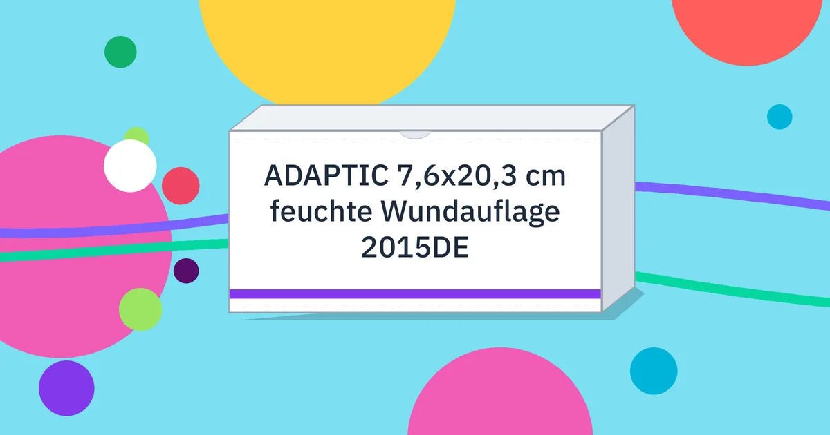 Symbolbild: Packung mit der Aufschrift ADAPTIC 7,6x20,3 cm feuchte Wundauflage 2015DE (PZN 14276993) – Verfügbarkeit und Bezug in Apotheken in Frankfurt am Main