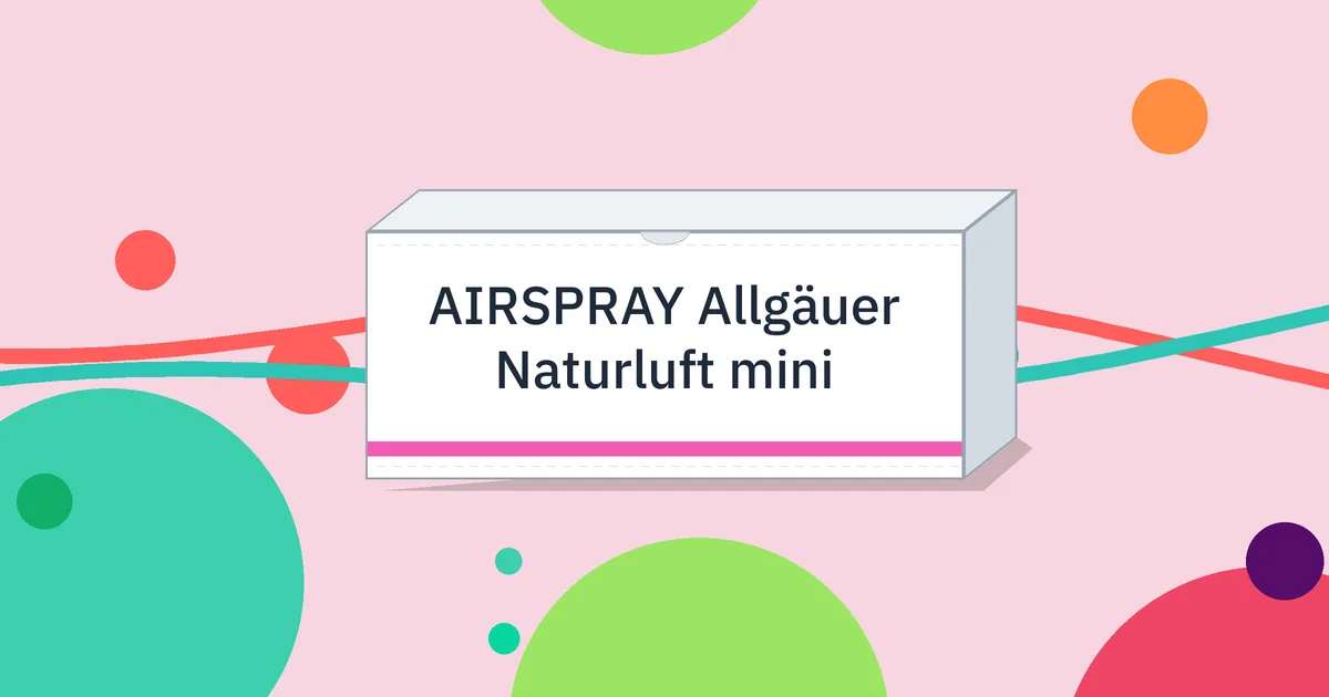 Symbolbild: Packung mit der Aufschrift AIRSPRAY Allgäuer Naturluft mini (PZN 18705882) – Verfügbarkeit und Bezug in Apotheken in Frankfurt am Main