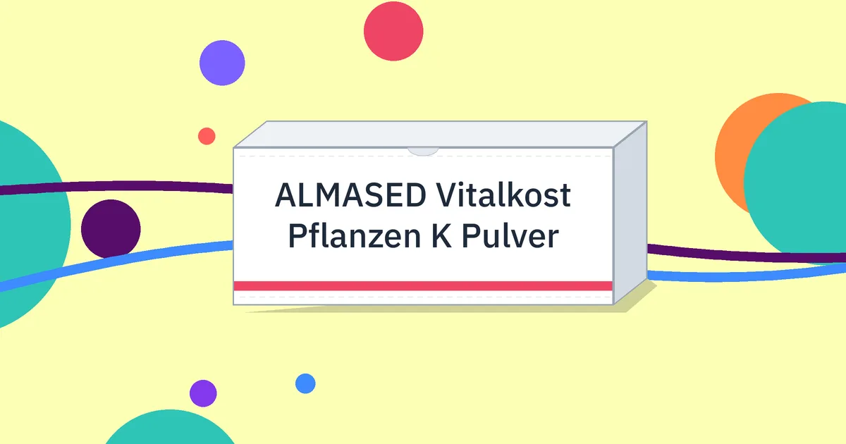 Symbolbild: Packung mit der Aufschrift ALMASED Vitalkost Pflanzen K Pulver (PZN 03321472) – Verfügbarkeit und Bezug in Apotheken in Frankfurt am Main