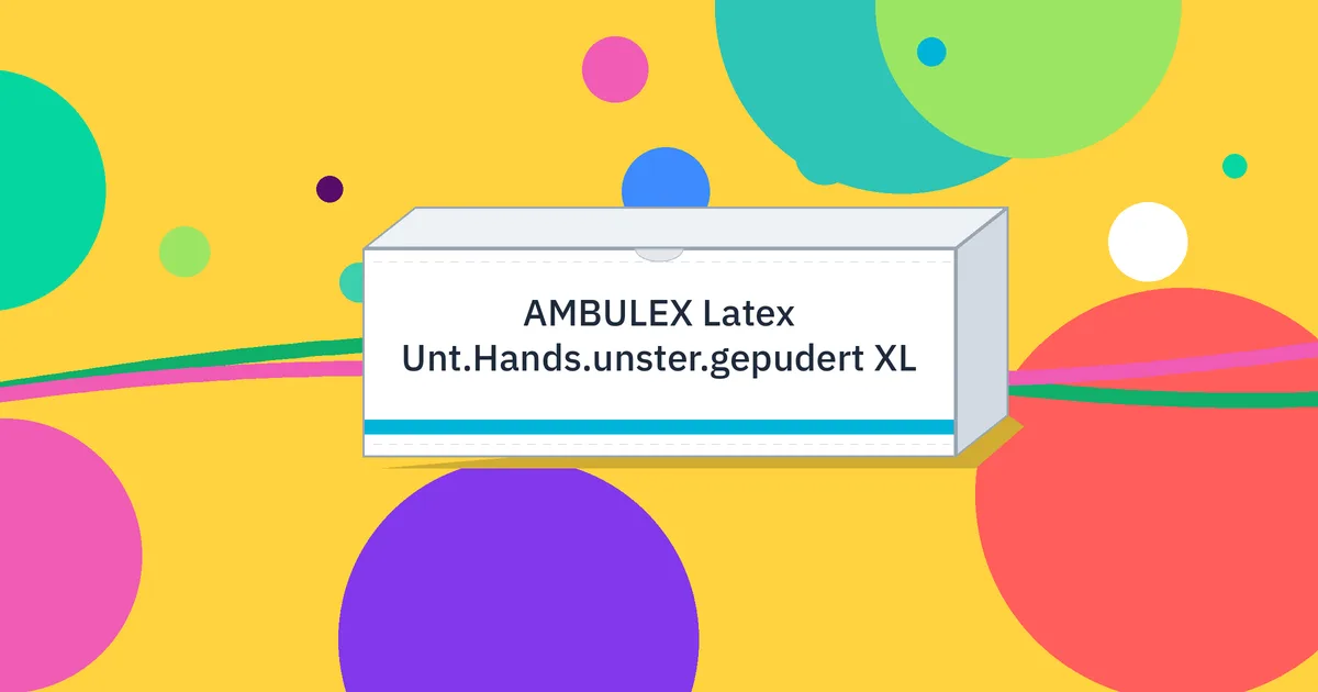 Symbolbild: Packung mit der Aufschrift AMBULEX Latex Unt.Hands.unster.gepudert XL (PZN 12415918) – Verfügbarkeit und Bezug in Apotheken in Frankfurt am Main