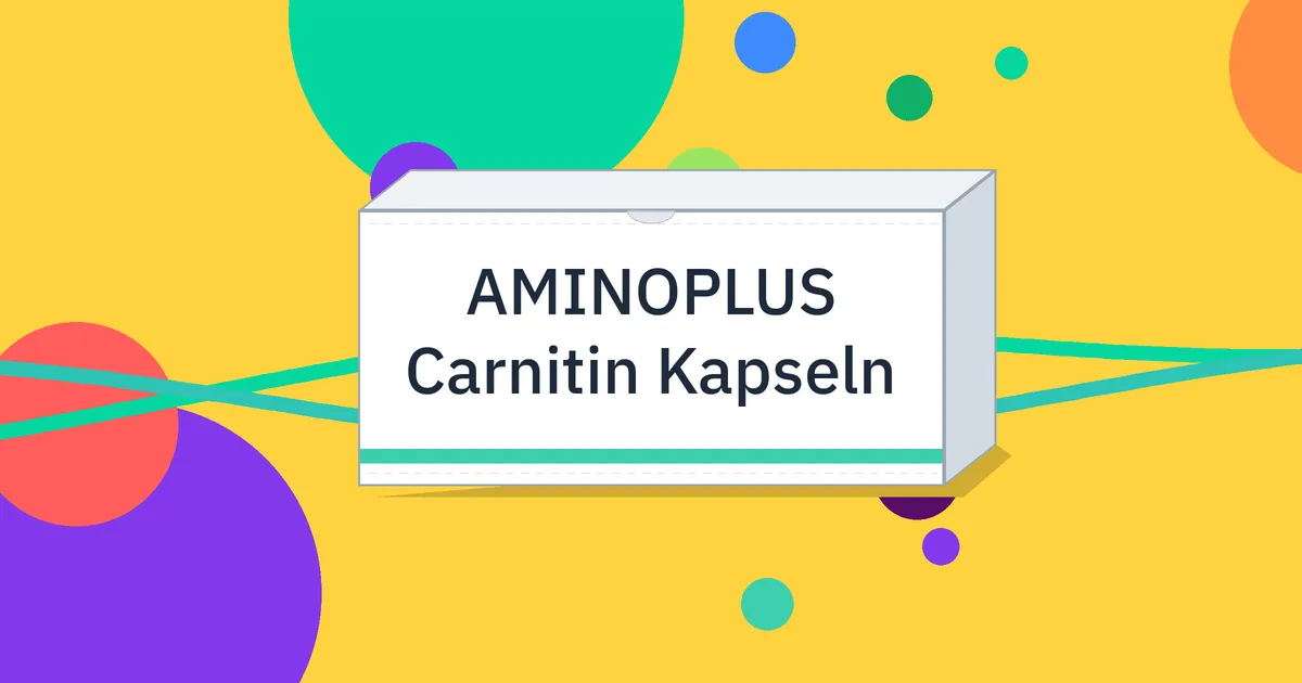 Symbolbild: Packung mit der Aufschrift AMINOPLUS Carnitin Kapseln (PZN 06325217) – Verfügbarkeit und Bezug in Apotheken in Frankfurt am Main