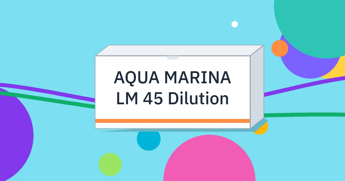Symbolbild: Packung mit der Aufschrift AQUA MARINA LM 45 Dilution (PZN 12765759) – Verfügbarkeit und Bezug in Apotheken in Frankfurt am Main