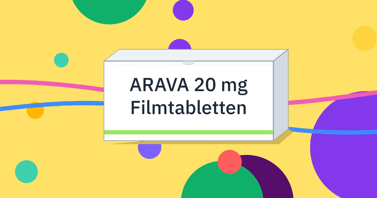 Symbolbild: Packung mit der Aufschrift ARAVA 20 mg Filmtabletten (PZN 00242625) – Verfügbarkeit und Bezug in Apotheken in Frankfurt am Main