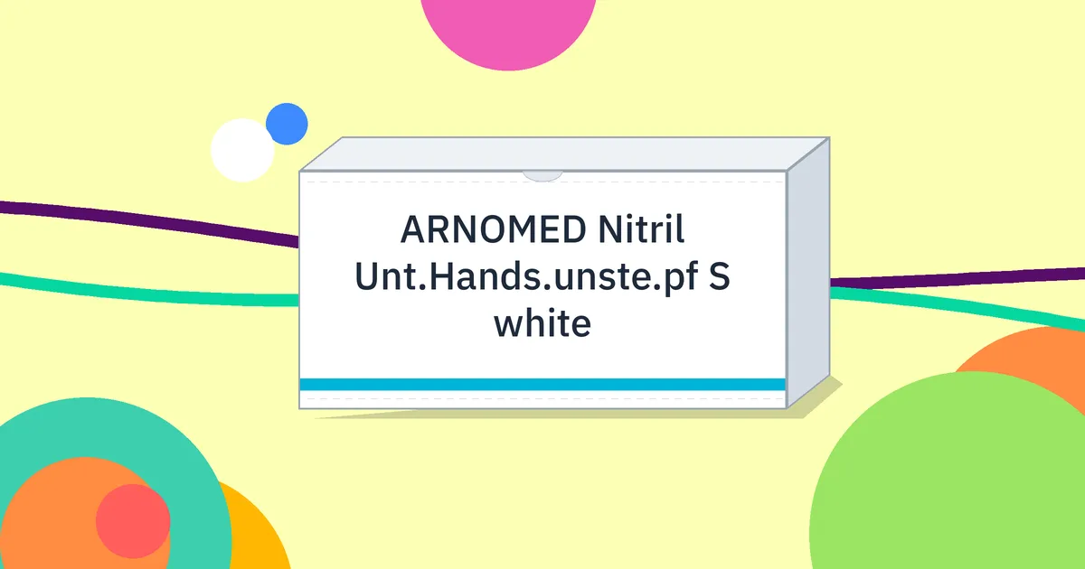 Symbolbild: Packung mit der Aufschrift ARNOMED Nitril Unt.Hands.unste.pf S white (PZN 13699409) – Verfügbarkeit und Bezug in Apotheken in Frankfurt am Main