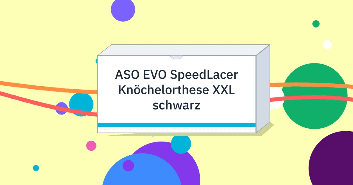 Symbolbild: Packung mit der Aufschrift ASO EVO SpeedLacer Knöchelorthese XXL schwarz (PZN 10839761) – Verfügbarkeit und Bezug in Apotheken in Frankfurt am Main