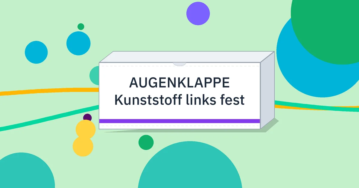 Symbolbild: Packung mit der Aufschrift AUGENKLAPPE Kunststoff links fest (PZN 09898741) – Verfügbarkeit und Bezug in Apotheken in Frankfurt am Main