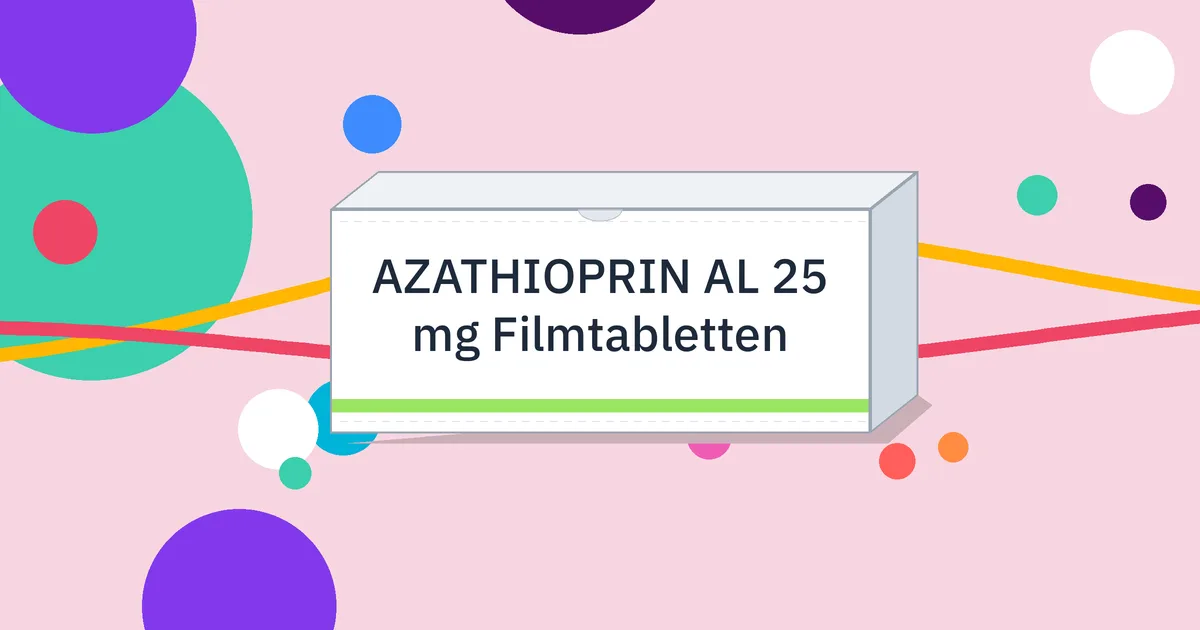 Symbolbild: Packung mit der Aufschrift AZATHIOPRIN AL 25 mg Filmtabletten (PZN 10168953) – Verfügbarkeit und Bezug in Apotheken in Frankfurt am Main