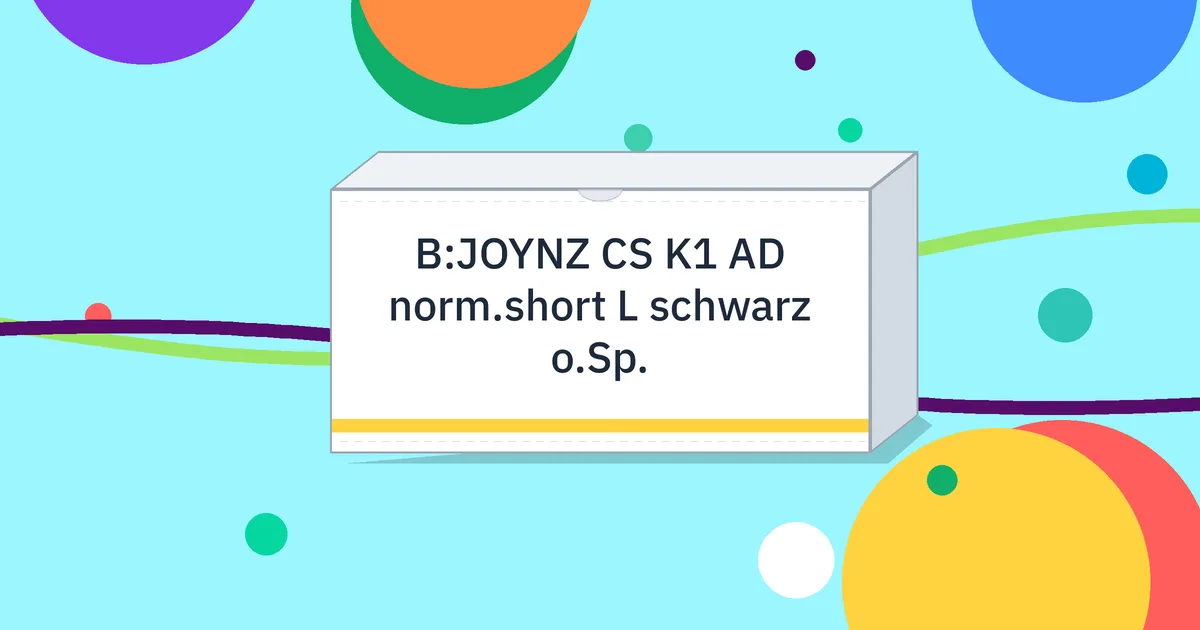 Symbolbild: Packung mit der Aufschrift B:JOYNZ CS K1 AD norm.short L schwarz o.Sp. (PZN 20524840) – Verfügbarkeit und Bezug in Apotheken in Frankfurt am Main