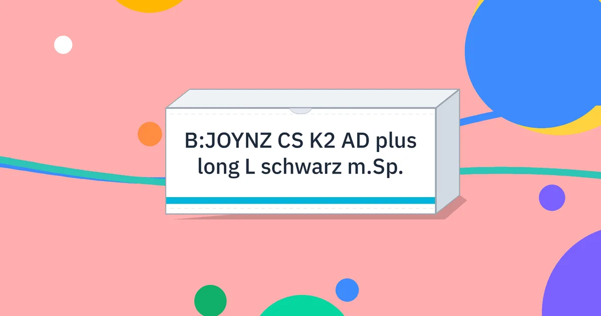 Symbolbild: Packung mit der Aufschrift B:JOYNZ CS K2 AD plus long L schwarz m.Sp. (PZN 20528341) – Verfügbarkeit und Bezug in Apotheken in Frankfurt am Main