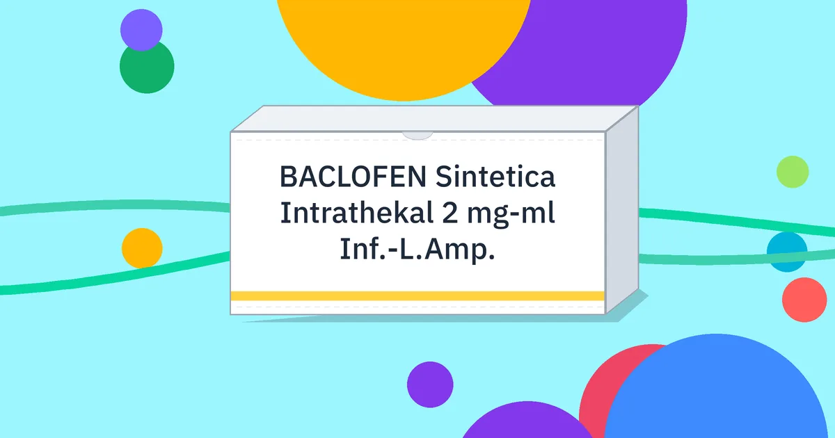 Symbolbild: Packung mit der Aufschrift BACLOFEN Sintetica Intrathekal 2 mg-ml Inf.-L.Amp. (PZN 16731119) – Verfügbarkeit und Bezug in Apotheken in Frankfurt am Main