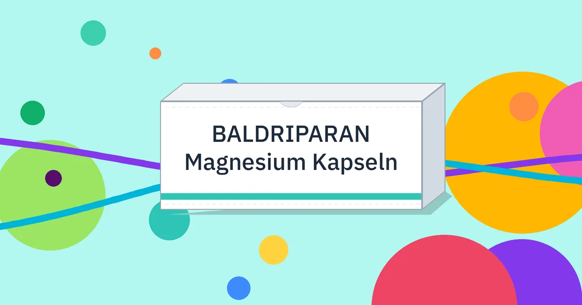 Symbolbild: Packung mit der Aufschrift BALDRIPARAN Magnesium Kapseln (PZN 20279441) – Verfügbarkeit und Bezug in Apotheken in Frankfurt am Main
