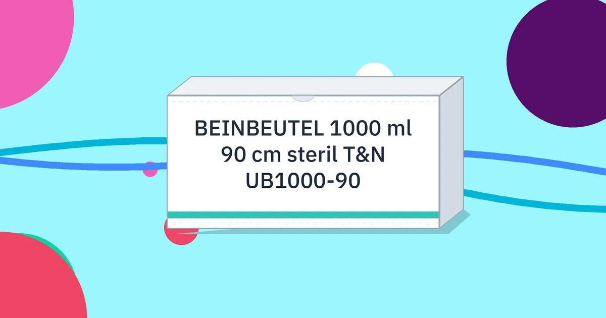 Symbolbild: Packung mit der Aufschrift BEINBEUTEL 1000 ml 90 cm steril T&N UB1000-90 (PZN 06718916) – Verfügbarkeit und Bezug in Apotheken in Frankfurt am Main