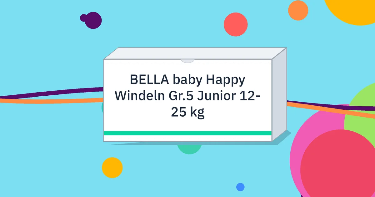 Symbolbild: Packung mit der Aufschrift BELLA baby Happy Windeln Gr.5 Junior 12-25 kg (PZN 15210045) – Verfügbarkeit und Bezug in Apotheken in Frankfurt am Main