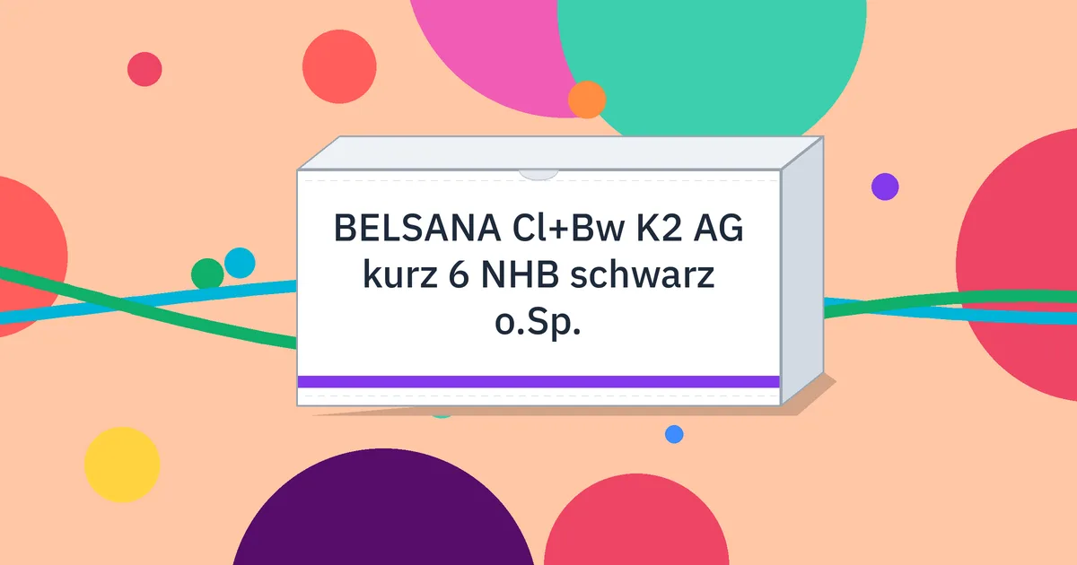 Symbolbild: Packung mit der Aufschrift BELSANA Cl+Bw K2 AG kurz 6 NHB schwarz o.Sp. (PZN 12248426) – Verfügbarkeit und Bezug in Apotheken in Frankfurt am Main