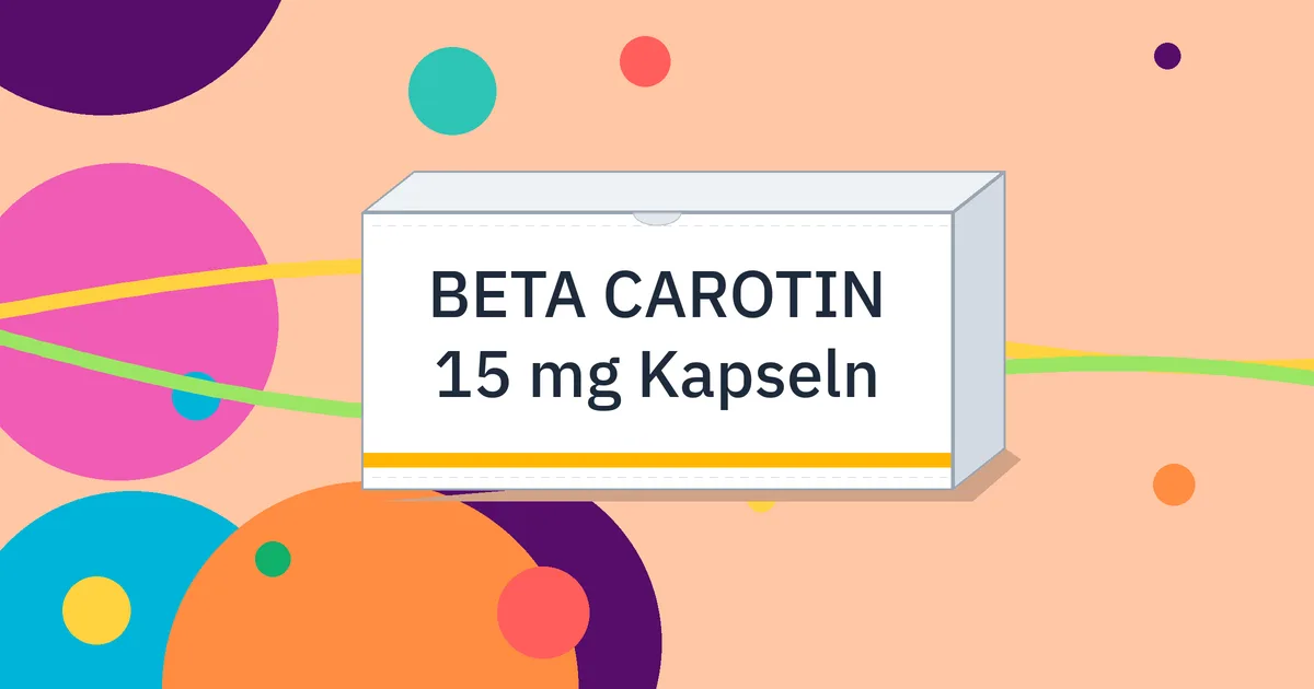Symbolbild: Packung mit der Aufschrift BETA CAROTIN 15 mg Kapseln (PZN 13541714) – Verfügbarkeit und Bezug in Apotheken in Frankfurt am Main