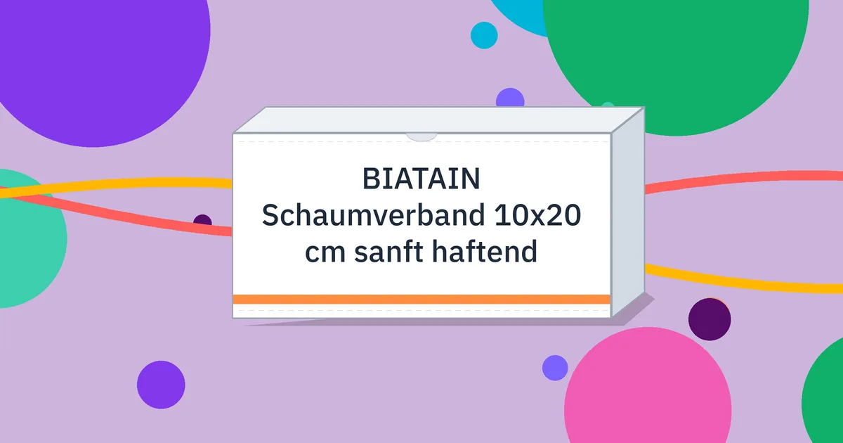 Symbolbild: Packung mit der Aufschrift BIATAIN Schaumverband 10x20 cm sanft haftend (PZN 05383945) – Verfügbarkeit und Bezug in Apotheken in Frankfurt am Main