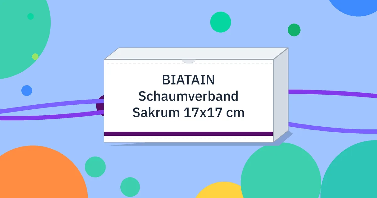 Symbolbild: Packung mit der Aufschrift BIATAIN Schaumverband Sakrum 17x17 cm (PZN 20008601) – Verfügbarkeit und Bezug in Apotheken in Frankfurt am Main
