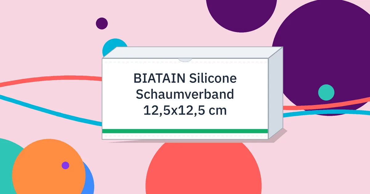 Symbolbild: Packung mit der Aufschrift BIATAIN Silicone Schaumverband 12,5x12,5 cm (PZN 11367198) – Verfügbarkeit und Bezug in Apotheken in Frankfurt am Main
