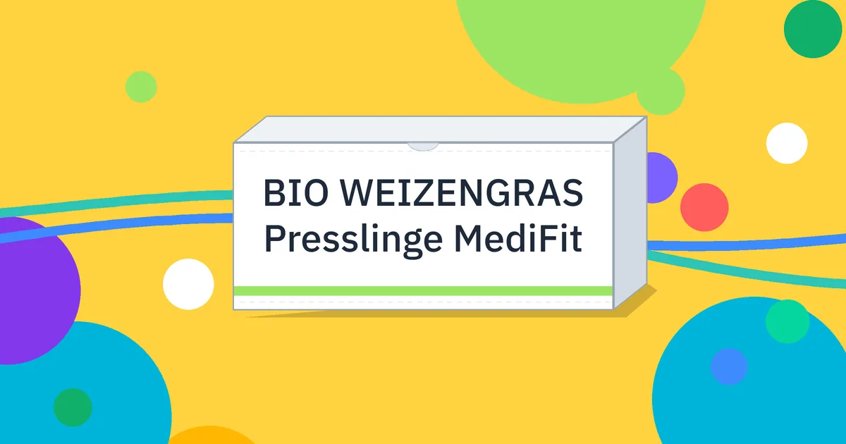 Symbolbild: Packung mit der Aufschrift BIO WEIZENGRAS Presslinge MediFit (PZN 13417026) – Verfügbarkeit und Bezug in Apotheken in Frankfurt am Main
