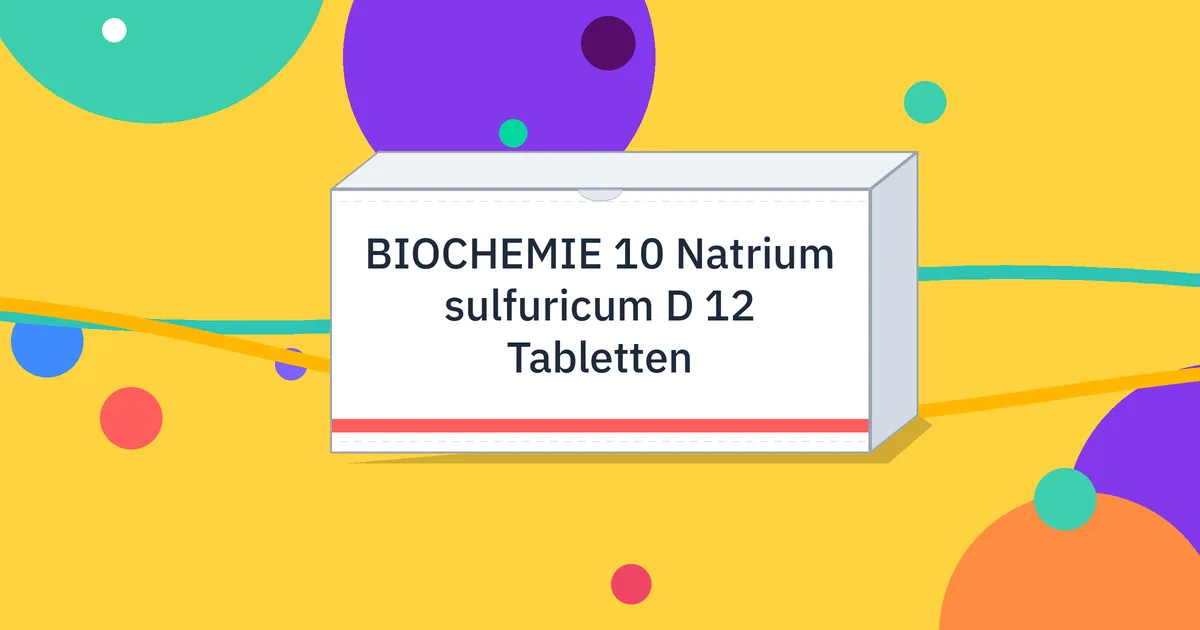 Symbolbild: Packung mit der Aufschrift BIOCHEMIE 10 Natrium sulfuricum D 12 Tabletten (PZN 01073892) – Verfügbarkeit und Bezug in Apotheken in Frankfurt am Main