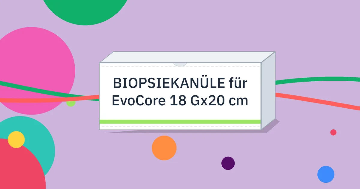 Symbolbild: Packung mit der Aufschrift BIOPSIEKANÜLE für EvoCore 18 Gx20 cm (PZN 11059166) – Verfügbarkeit und Bezug in Apotheken in Frankfurt am Main