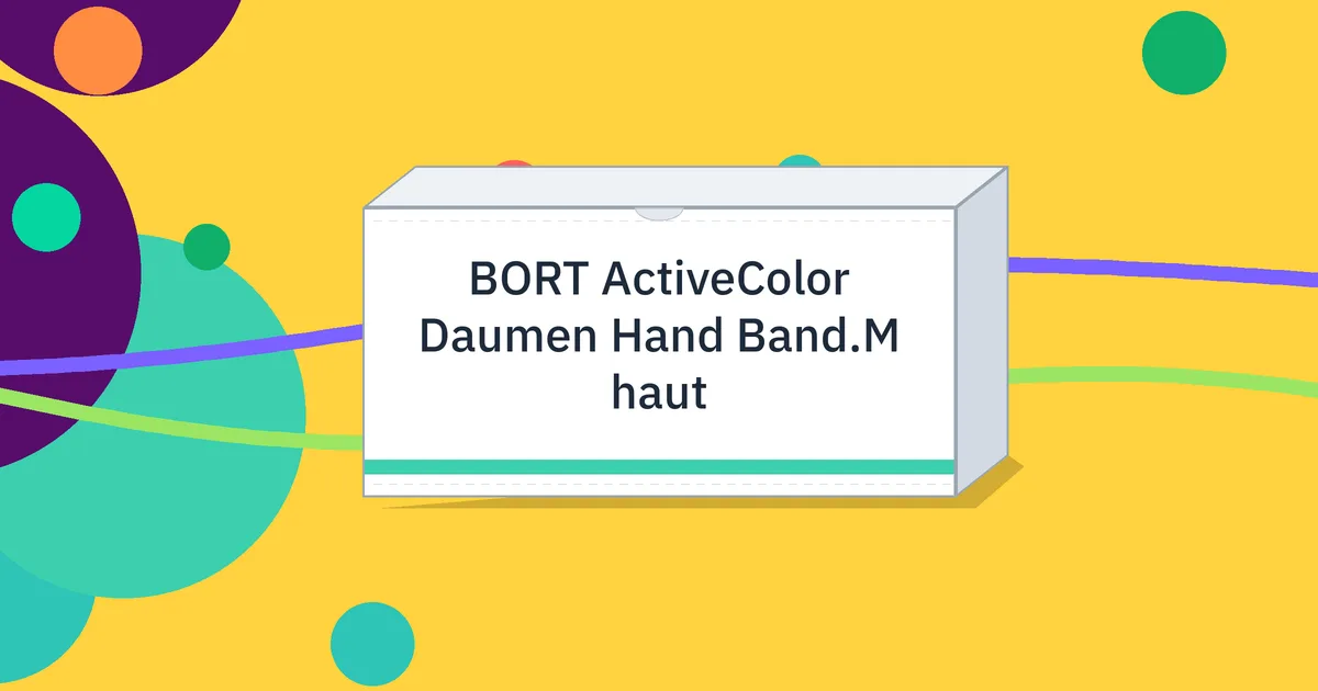 Symbolbild: Packung mit der Aufschrift BORT ActiveColor Daumen Hand Band.M haut (PZN 05873572) – Verfügbarkeit und Bezug in Apotheken in Frankfurt am Main