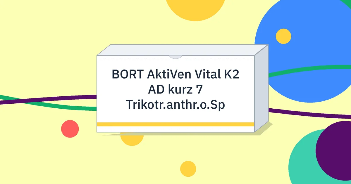 Symbolbild: Packung mit der Aufschrift BORT AktiVen Vital K2 AD kurz 7 Trikotr.anthr.o.Sp (PZN 13728453) – Verfügbarkeit und Bezug in Apotheken in Frankfurt am Main