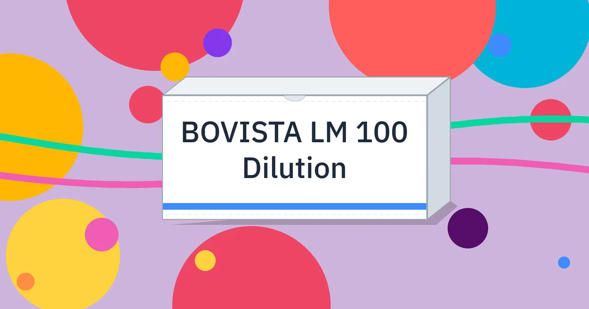 Symbolbild: Packung mit der Aufschrift BOVISTA LM 100 Dilution (PZN 13394503) – Verfügbarkeit und Bezug in Apotheken in Frankfurt am Main