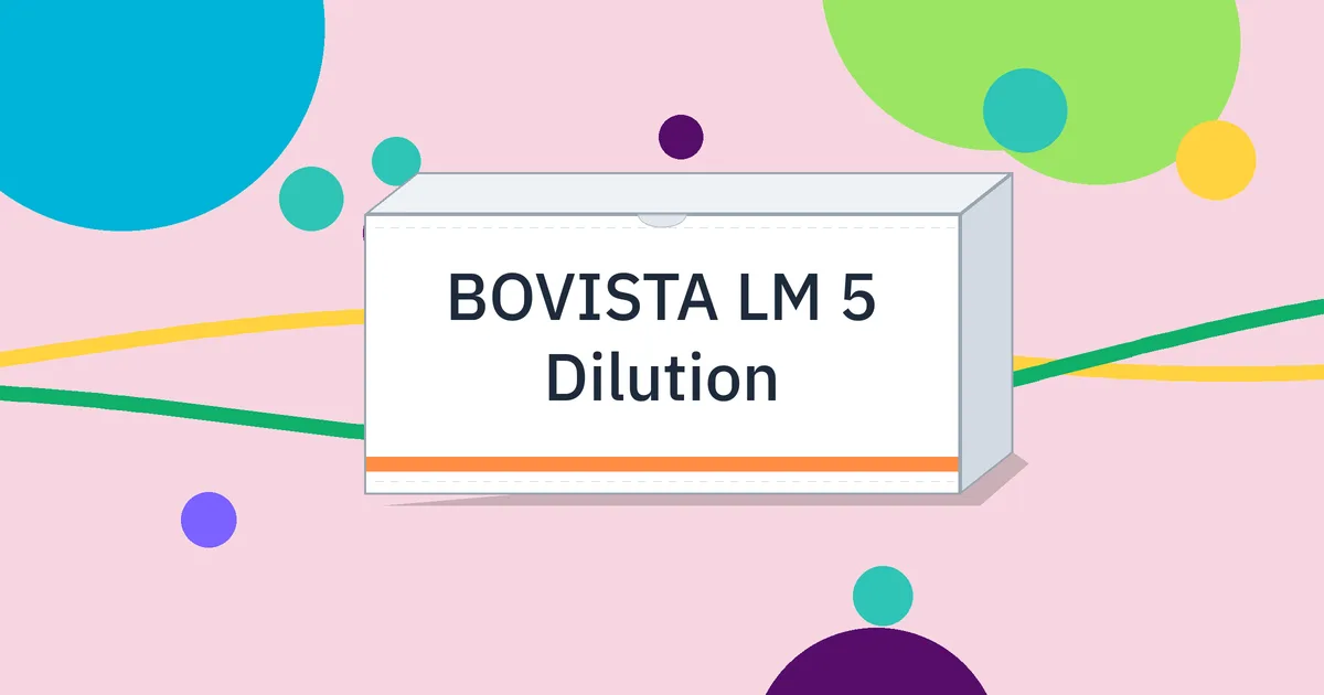 Symbolbild: Packung mit der Aufschrift BOVISTA LM 5 Dilution (PZN 13393774) – Verfügbarkeit und Bezug in Apotheken in Frankfurt am Main