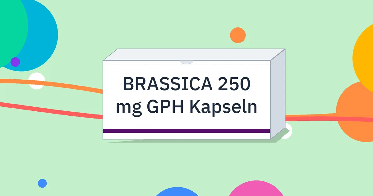 Symbolbild: Packung mit der Aufschrift BRASSICA 250 mg GPH Kapseln (PZN 00951362) – Verfügbarkeit und Bezug in Apotheken in Frankfurt am Main
