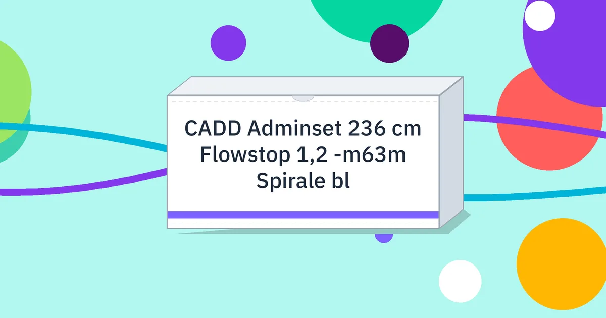 Symbolbild: Packung mit der Aufschrift CADD Adminset 236 cm Flowstop 1,2 -m63m Spirale bl (PZN 11242172) – Verfügbarkeit und Bezug in Apotheken in Frankfurt am Main