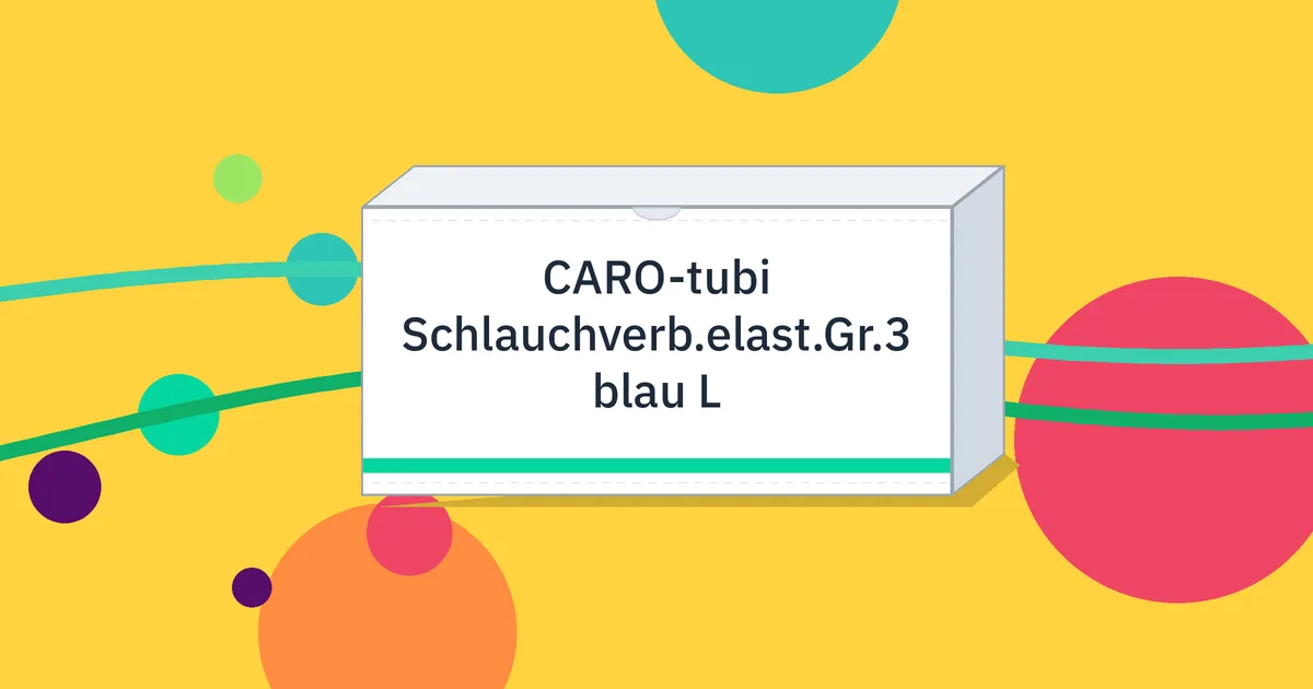 Symbolbild: Packung mit der Aufschrift CARO-tubi Schlauchverb.elast.Gr.3 blau L (PZN 11670784) – Verfügbarkeit und Bezug in Apotheken in Frankfurt am Main