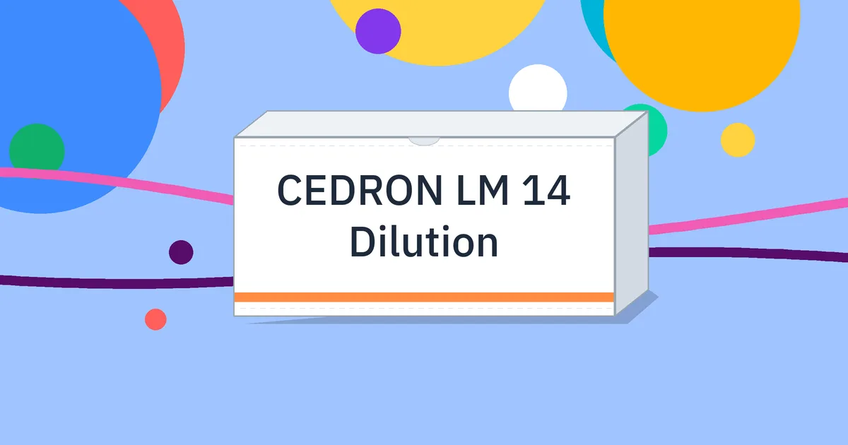 Symbolbild: Packung mit der Aufschrift CEDRON LM 14 Dilution (PZN 13435716) – Verfügbarkeit und Bezug in Apotheken in Frankfurt am Main